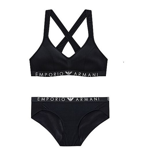 Emporio Armani Underwear엠포리오 아르마니 언더웨어 로고 트리밍 크로스 스트랩 브라렛 브라and밴딩 브리프