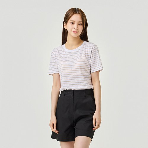 Jaju자주 여 프렌치 리넨 반팔 티셔츠 Sivillage 에스아이빌리지