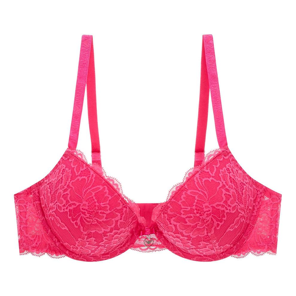 Emporio Armani Underwear엠포리오 아르마니 언더웨어 플라워 레이스 로고 메달 푸쉬업 브라 And 티팬티 세트