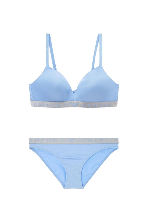 Emporio Armani Underwear엠포리오 아르마니 언더웨어 로고 밴딩 패디드 트라이앵글 브라 And 나일론 브리프