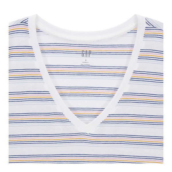 Gap Adults갭 ★갭 여성 21년 Spring★ 스트라이프 브이넥 티셔츠 Sivillage 에스아이빌리지