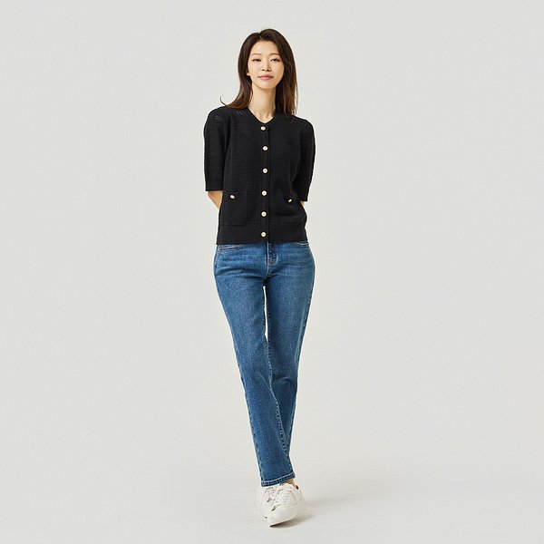Jaju자주 여 크로쉐 반팔 가디건 Sivillage 에스아이빌리지