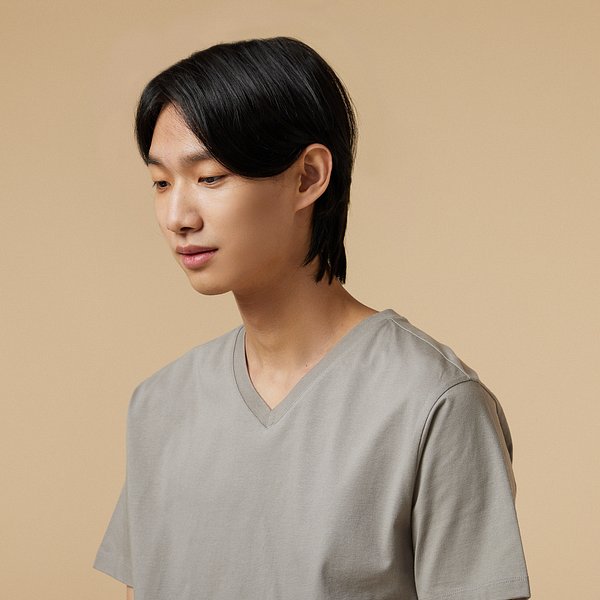 Jaju자주 남 Better 실켓 코튼 브이넥 티셔츠 Sivillage 에스아이빌리지