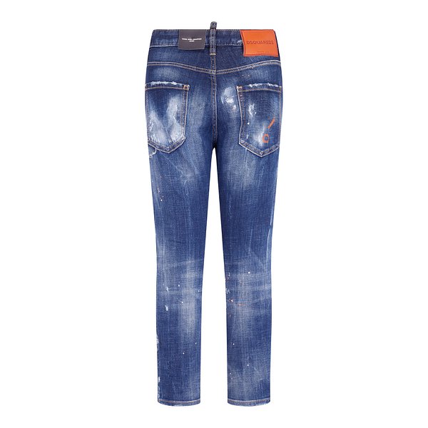 Dsquared2디스퀘어드2 레더 패치 페인팅 디스트로이드진 Cool Girl Cropped Sivillage