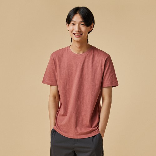 Jaju자주 남 Better 코튼 슬럽 크루넥 티셔츠 Sivillage 에스아이빌리지
