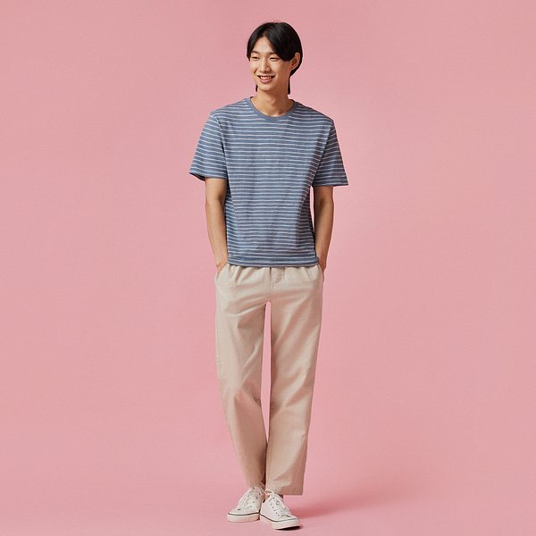 Jaju자주 남 Better 코튼 슬럽 크루넥 티셔츠 Sivillage 에스아이빌리지
