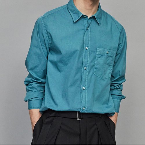 오피신 제네랄 남성 Officine Generale Men 블루 포켓배색 면 긴팔캐주얼셔츠 Sivillage