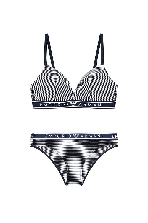 Emporio Armani Underwear엠포리오 아르마니 언더웨어 패턴드 로고 밴딩 패디드 트라이앵글 브라 And 브리프 0552