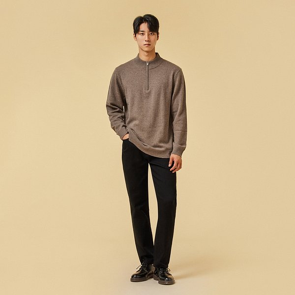 Jaju자주 남 메리노울 반집업 니트 Sivillage 에스아이빌리지
