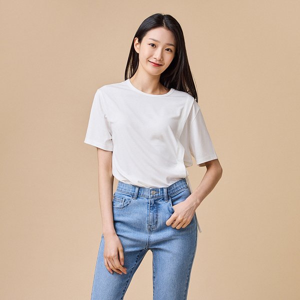 Jaju자주 여 반팔 랩 스트링 티셔츠 Sivillage 에스아이빌리지