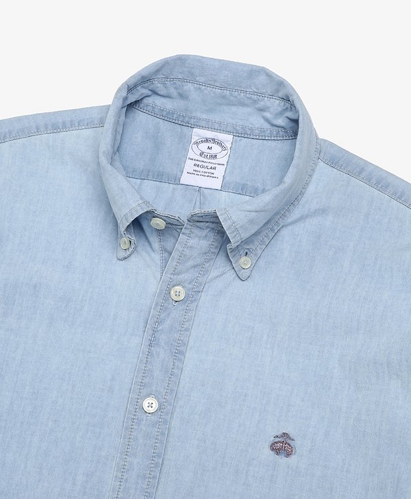 Brooks Brothers브룩스 브라더스 Bb샴브레이 버튼다운 칼라 스포츠 셔츠 파스텔 블루 34900304