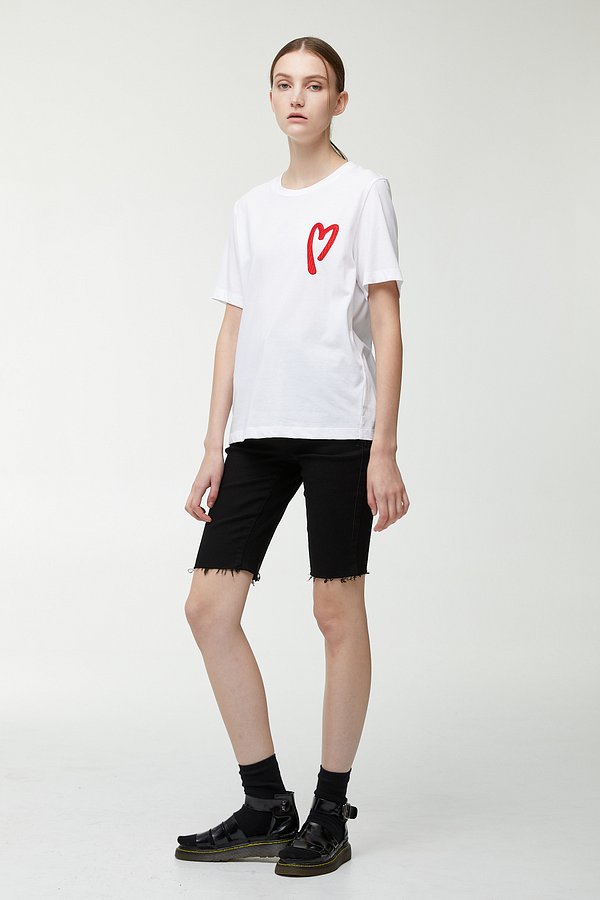 Vov보브 2차 리오더 Lovexdenim 러브 하트 크루넥 티셔츠 Sivillage 에스아이빌리지
