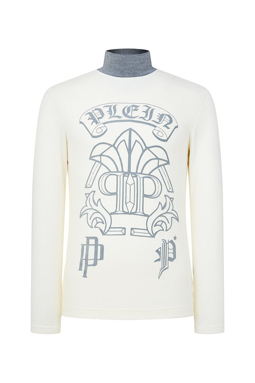 Philipp Plein Golf필립플레인 골프 Men 크롬 롱 슬리브 모크넥 울 카라 탑 Sivillage