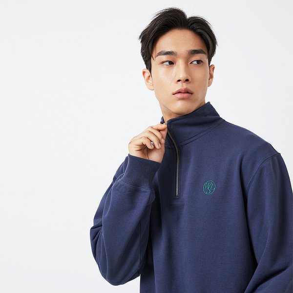 Jaju자주 남 탄탄 스웨트 반집업 셔츠 Sivillage 에스아이빌리지