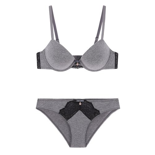 Emporio Armani Underwear엠포리오 아르마니 언더웨어 플로럴 자수 레이스 푸쉬업 브라 And 브리프 세트 S