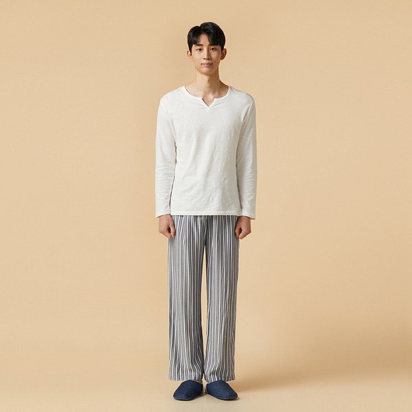 Jaju자주 남 레이온 패턴 스트레이트핏 팬츠 Sivillage 에스아이빌리지
