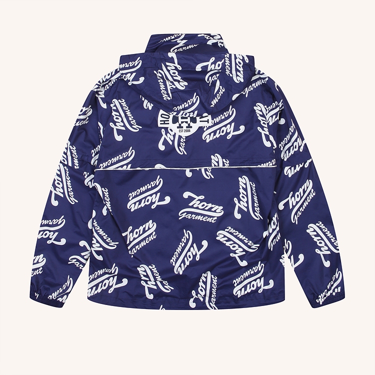 HORN GARMENT(혼가먼트) M HG CURSIVE LOGO PATTERN PRINT RAINWEAR JACKET ...