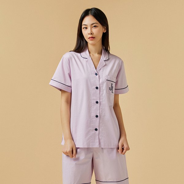 Jaju자주 여 80수 수피마 코튼 스트레치 5부 파자마세트바이올렛 Sivillage 에스아이빌리지