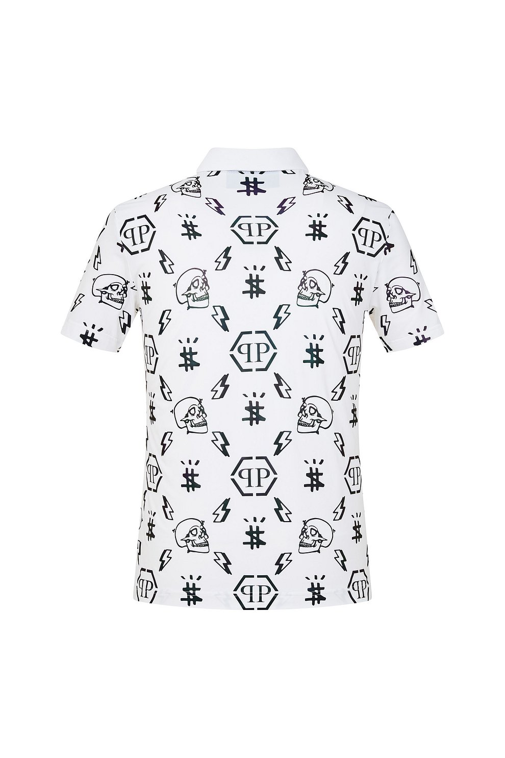 Philipp Plein Golf필립플레인 골프 Men 홀로그램 Aop 스컬 숏 슬리브 폴로 셔츠 Si
