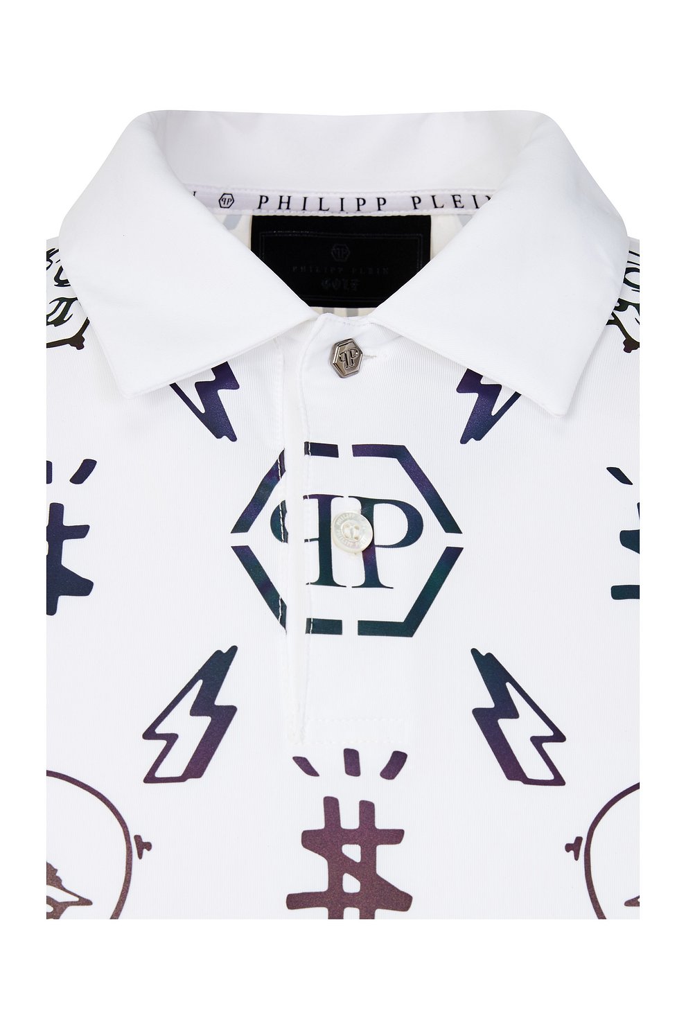 Philipp Plein Golf필립플레인 골프 Men 홀로그램 Aop 스컬 숏 슬리브 폴로 셔츠 Si