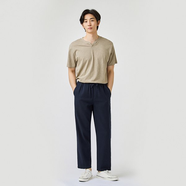 Jaju자주 남 Better코튼 슬럽 트임넥 티셔츠 Sivillage 에스아이빌리지