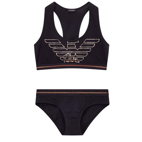 Emporio Armani Underwear엠포리오 아르마니 언더웨어 빅 로고 글리터 밴딩 브라렛 And 브리프 세트 Si