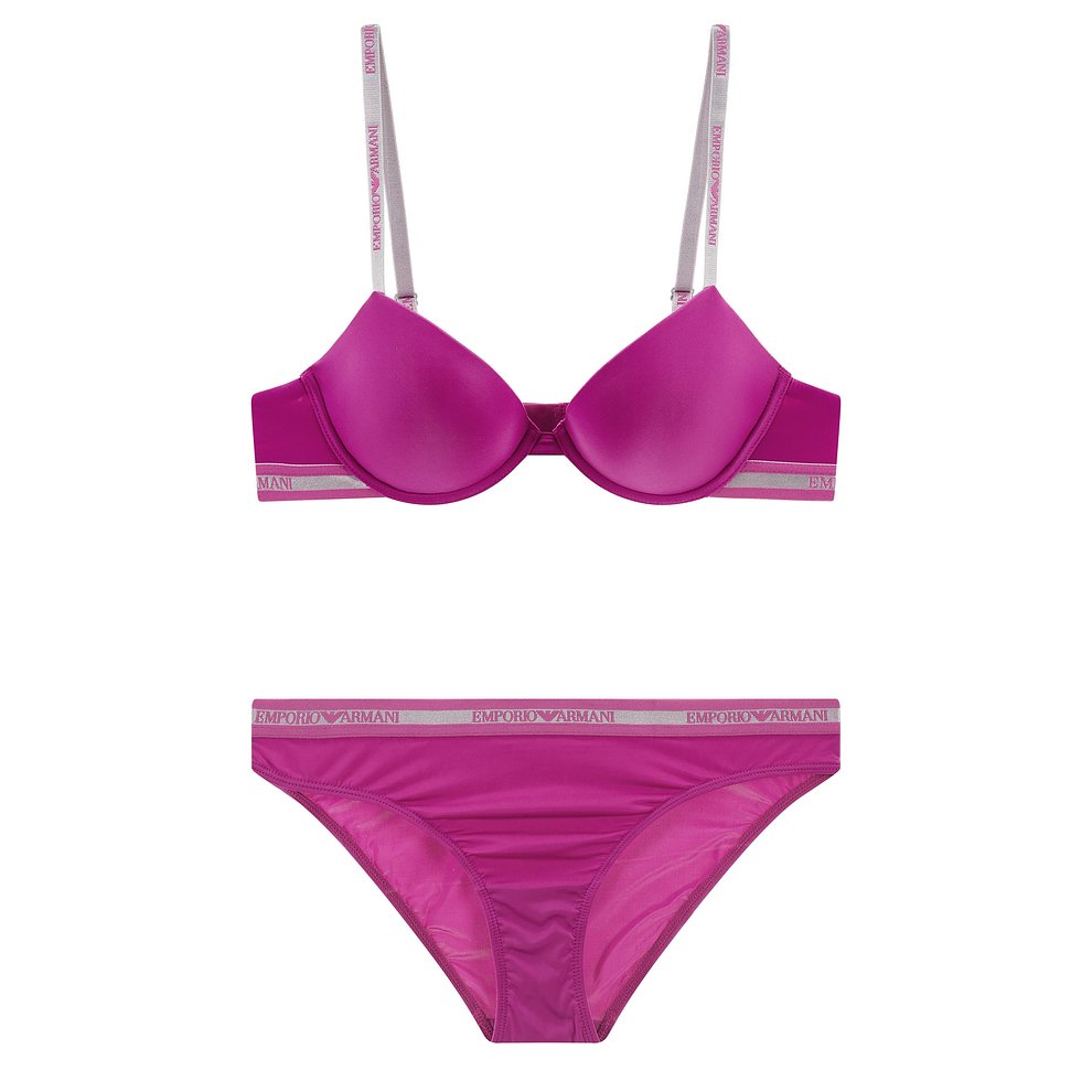 Emporio Armani Underwear엠포리오 아르마니 언더웨어 메탈릭 풀로고 울트라 푸쉬업 브라 And 팬티 세트 S