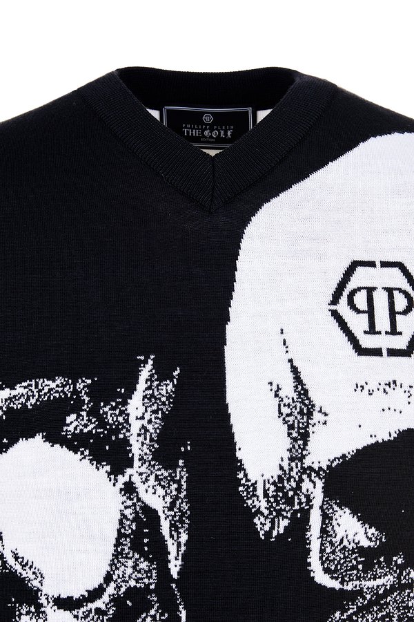 Philipp Plein Golf필립플레인 골프 Men 스컬 브이넥 니트 베스트 Sivillage 에스아이빌리지