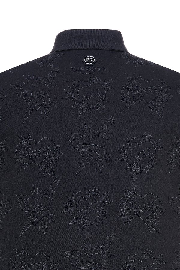 Philipp Plein Golf필립플레인 골프 Men 크롬 하트 모노그램 숏 슬리브 폴로 셔츠 Sivillage