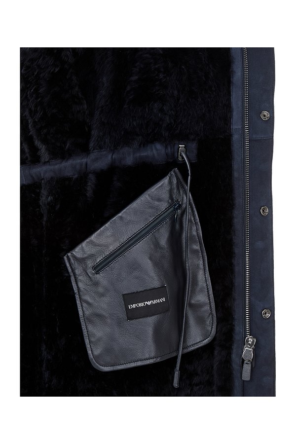 Emporio Armani엠포리오 아르마니 남성 더블 클로저 후드 스웨이드 코트 Sivillage 에스아이빌리지