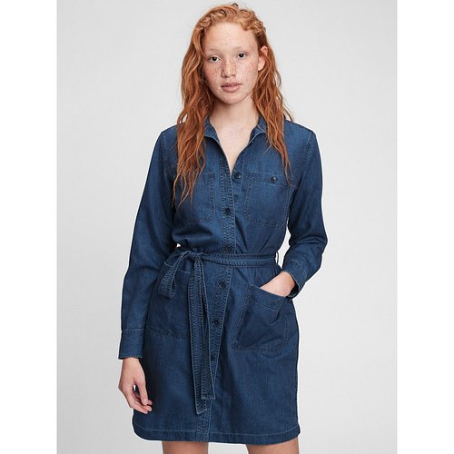 Gap Adults갭 여성 벨티드 데님 셔츠 원피스 Sivillage 에스아이빌리지