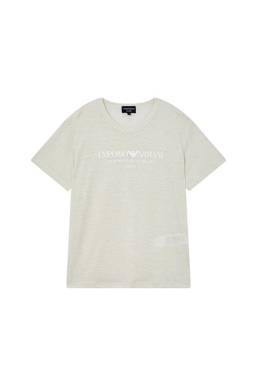 Emporio Armani엠포리오 아르마니 여성 로고 프린트 린넨 슬럽 티셔츠 Sivillage 에스아이빌리지