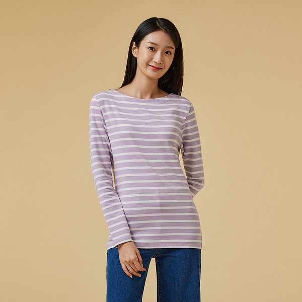 Jaju자주 여 Better코튼 스트레치 보트넥 티셔츠 Sivillage 에스아이빌리지