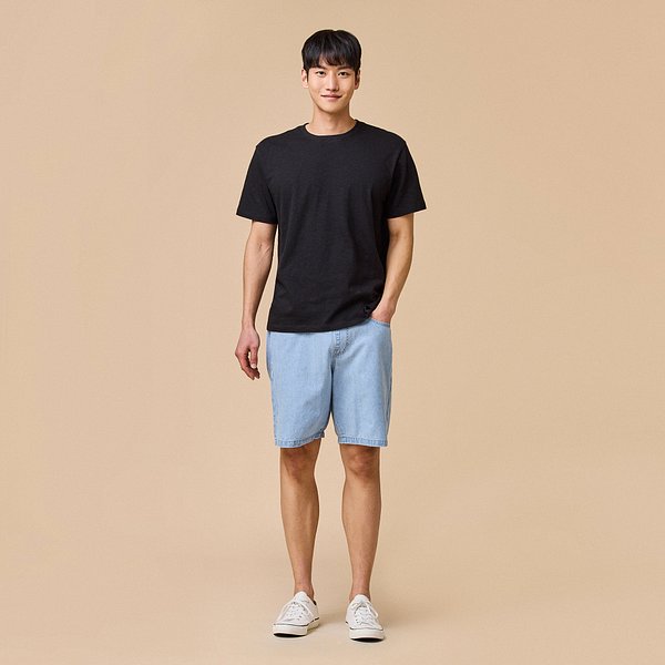 Jaju자주 남 Better코튼 슬럽 크루넥 티셔츠 Sivillage 에스아이빌리지