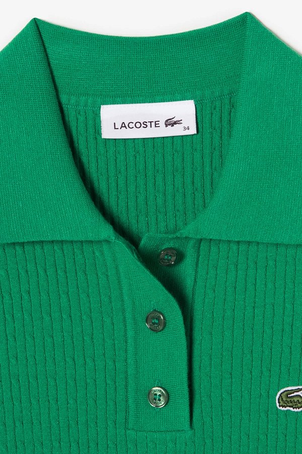 Lacoste라코스테 라코스테 여성 케이블 반팔 폴로 스웨터 Af496e 53g L94 Sivillage 에스