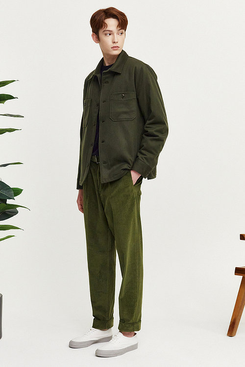 Officine Generale종료오피신제네랄종료 그린 포켓배색 울 긴팔캐주얼점퍼 Gmju2f005e3 Si