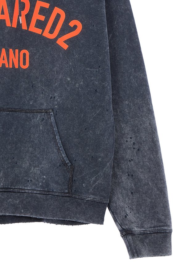 Dsquared2디스퀘어드2 남성 펀칭 데미지 네온 로고 후드 티셔츠 Sivillage 에스아이빌리지