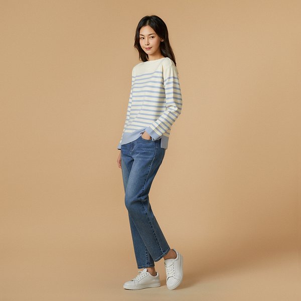 Jaju자주 여 테이퍼드핏 데님 팬츠 Sivillage 에스아이빌리지