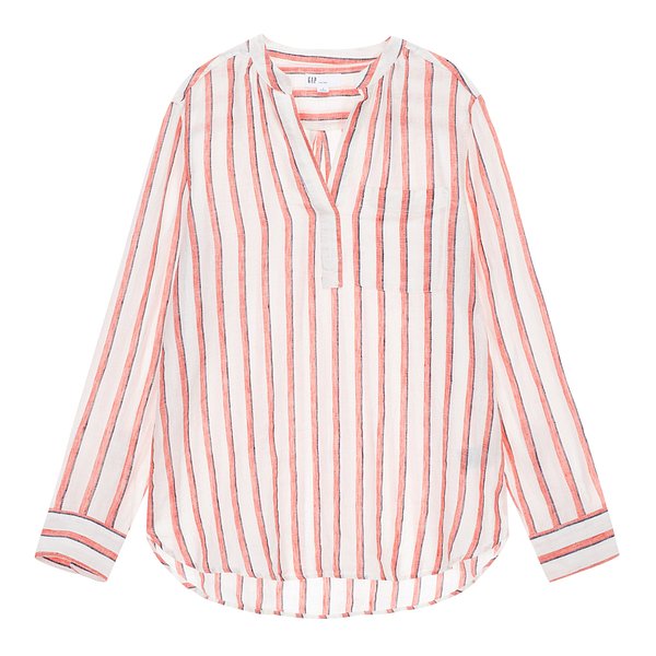 Gap Adults갭 ★갭 여성 20년 Summer★ 스트라이프 언발 린넨 셔츠 Sivillage 에스아이빌리지