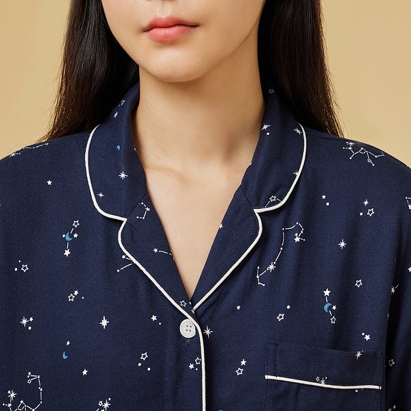 Jaju자주 여 레이온 트윌 별자리 파자마 세트 Sivillage 에스아이빌리지