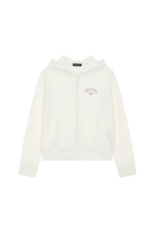Emporio Armani Underwear엠포리오 아르마니 언더웨어 여성 리브드 자수 로고 후드 집업 Si