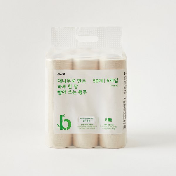 Jaju자주 대나무로 만든 하루 한 장 빨아 쓰는 행주6개입 Sivillage 에스아이빌리지