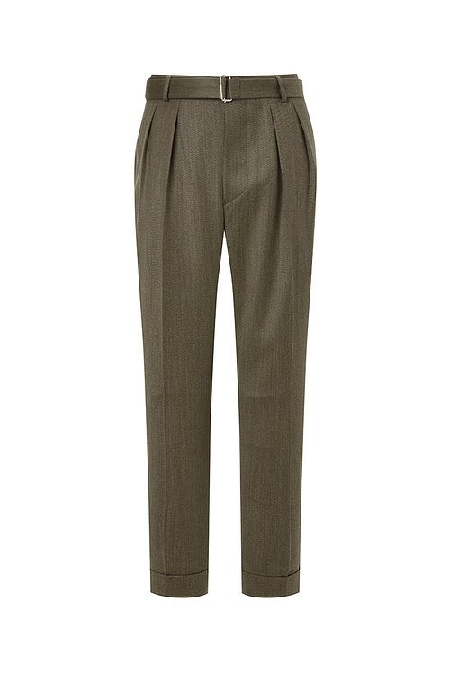 Officine Generale종료오피신제네랄종료 그레이 스트랩 버진울 롤업팬츠 Gmpa2f007g1 Si