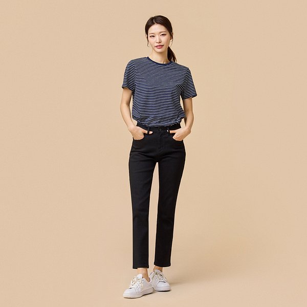 Jaju자주 여 Better코튼 슬럽 라운드넥 티셔츠 Sivillage 에스아이빌리지