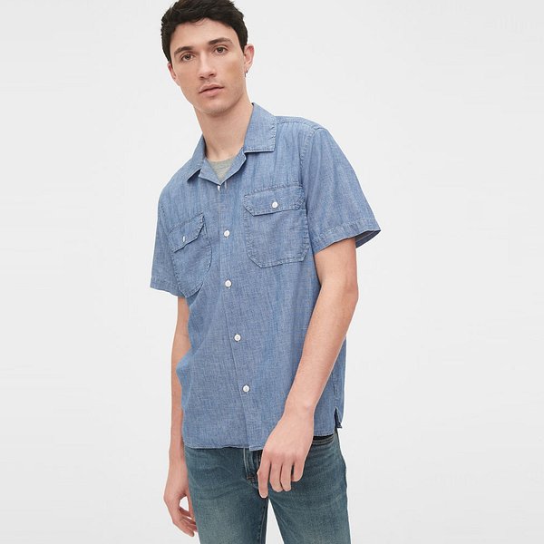 Gap Adults갭 ★갭 남성 20년 Spring★ 투 포켓 샴브레이 셔츠 Sivillage 에스아이빌리지