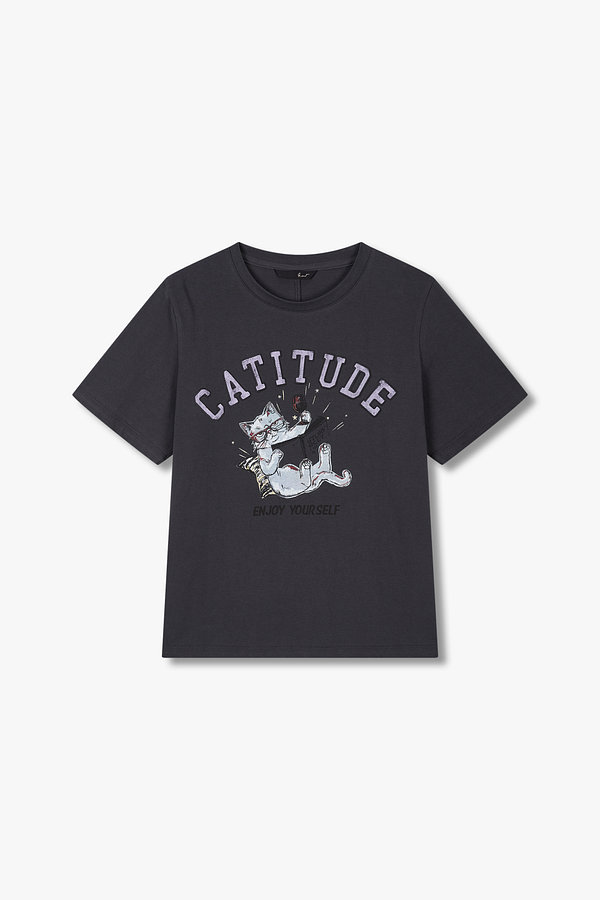 Gcut지컷 Catitude 그래픽 티셔츠 Sivillage 에스아이빌리지