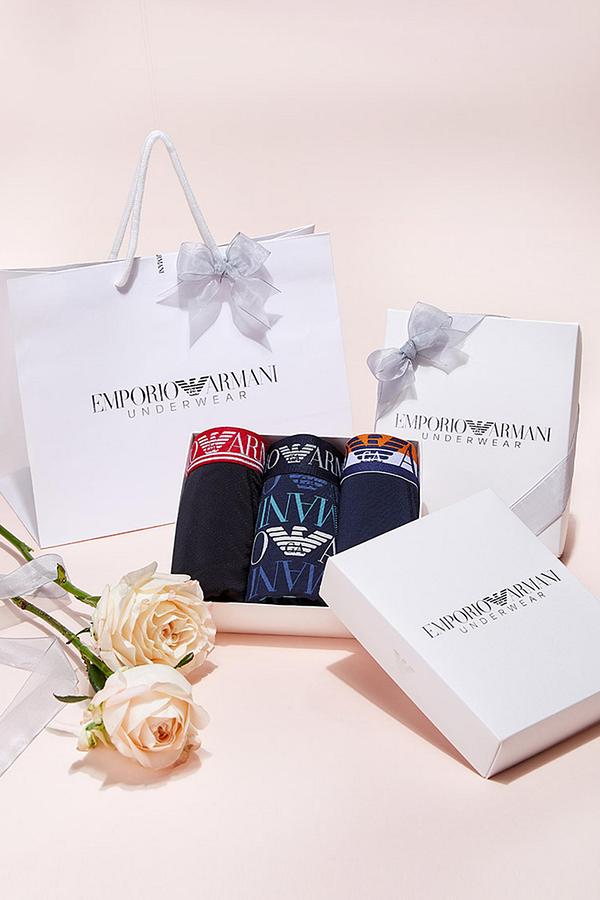 Emporio Armani Underwear엠포리오 아르마니 언더웨어 선물 포장 서비스 남성 트리밍 로고 밴딩 코튼