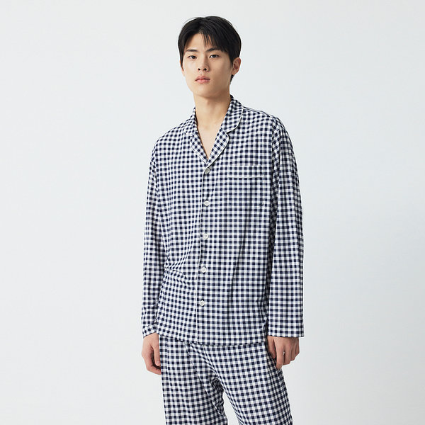 Jaju자주 Set 남 보드라운 피치스킨 긴팔 파자마 셔츠 10부 파자마 팬츠 Sivillage 에스아이빌리지