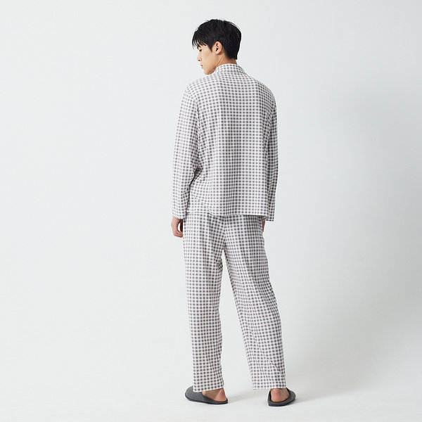 Jaju자주 Set 남 보드라운 피치스킨 긴팔 파자마 셔츠 10부 파자마 팬츠 Sivillage 에스아이빌리지