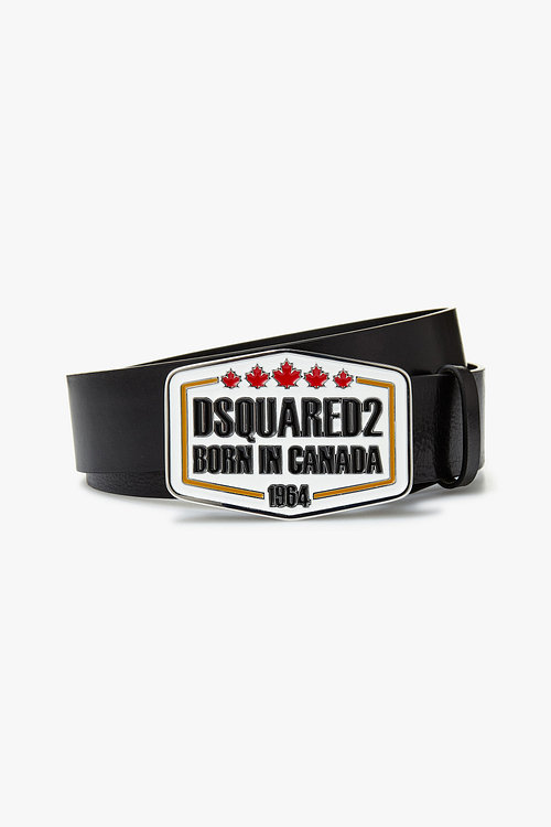 Dsquared2디스퀘어드2 남성 메이플 로고 플라크 레더 벨트 Sivillage 에스아이빌리지